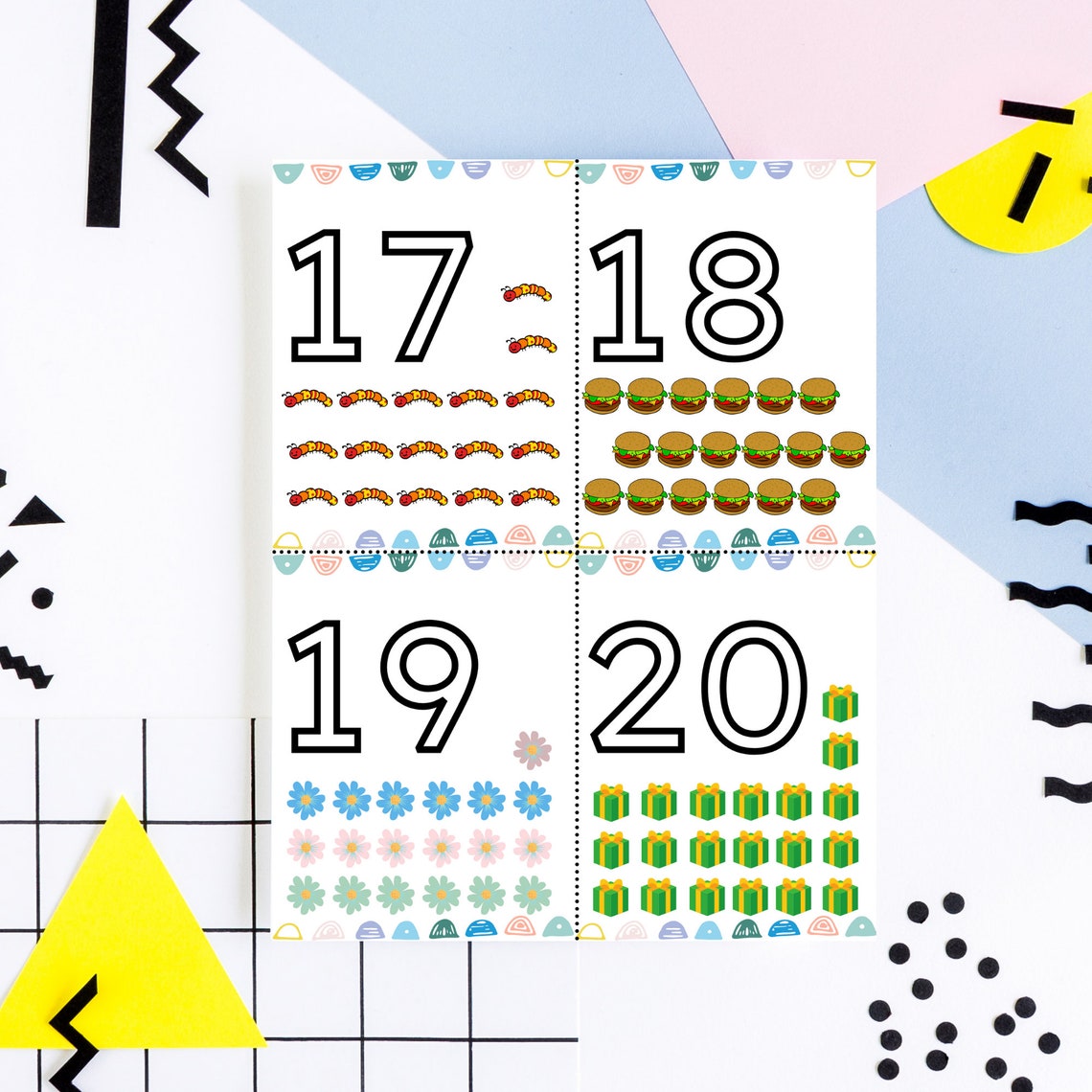 Preschool Numbers 1-20 Printable Flash Cards Digital Printables for ...