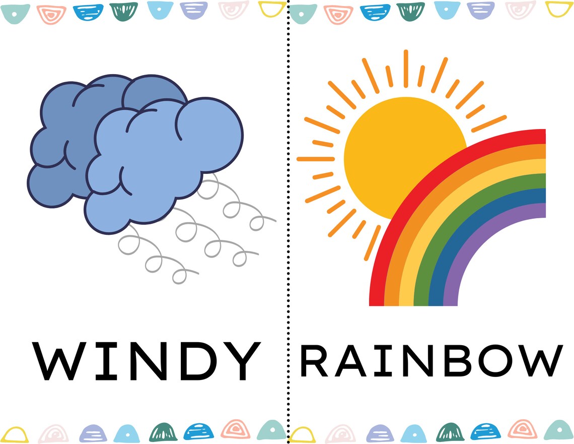 Preschool Weather Printable Flash Cards Digital Printables for Kids ...
