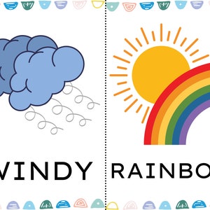 Preschool Weather Printable Flash Cards Digital Printables for Kids ...