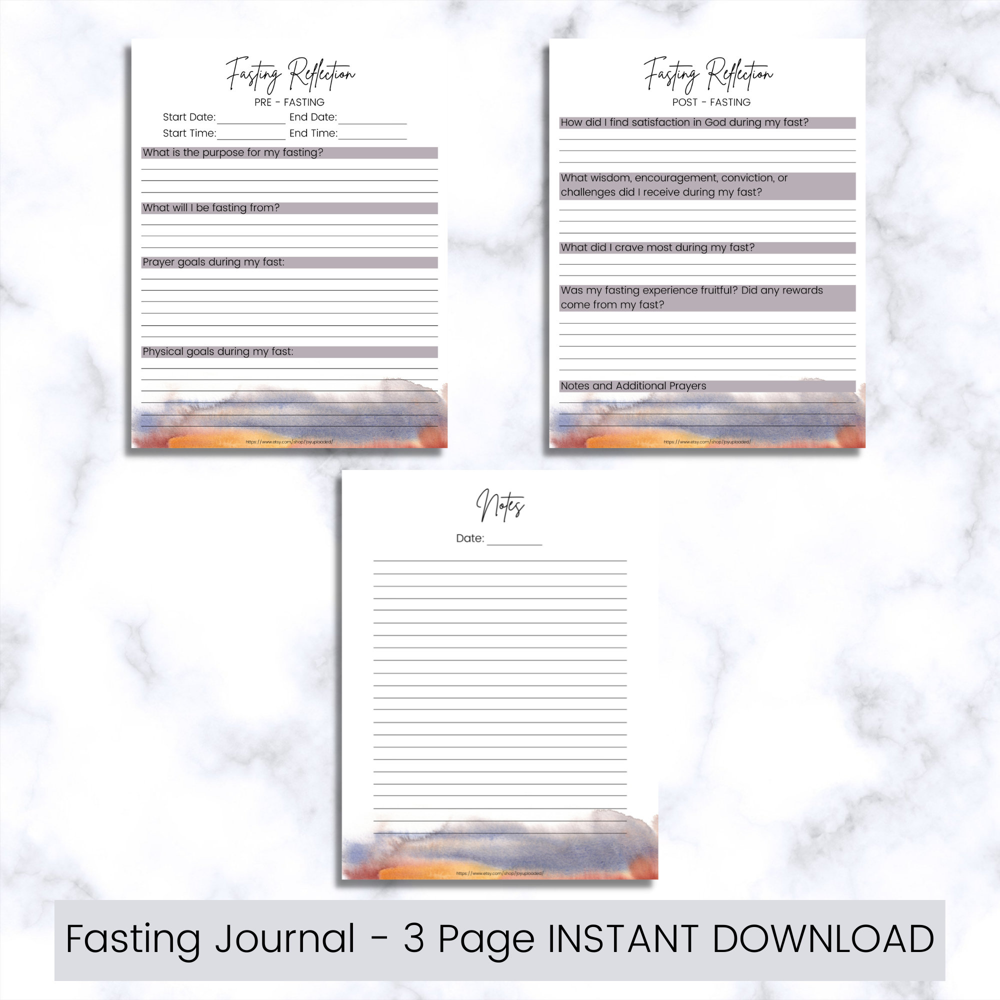 Printable Fasting Journal: Tracker & Reflection (8.5x11) (PDF) - Etsy