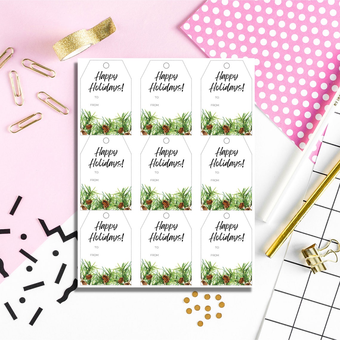 Happy Holidays Gift Tag 8.5x11 Printable Happy Holidays - Etsy
