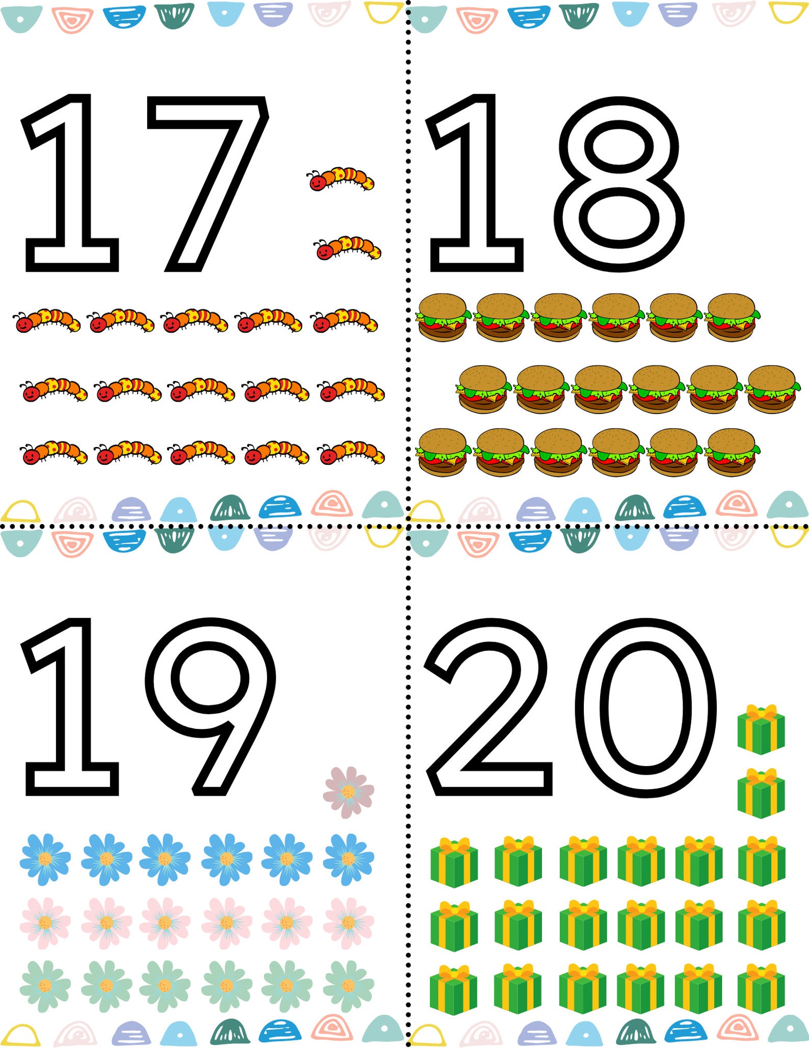 Preschool Numbers 1-20 Printable Flash Cards Digital Printables for ...