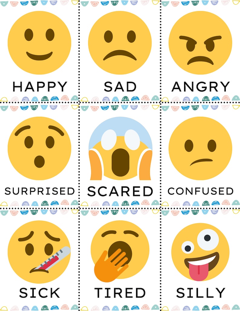 Preschool Emotions Flash Card Digital Printable for Kids | Kindergarten ...