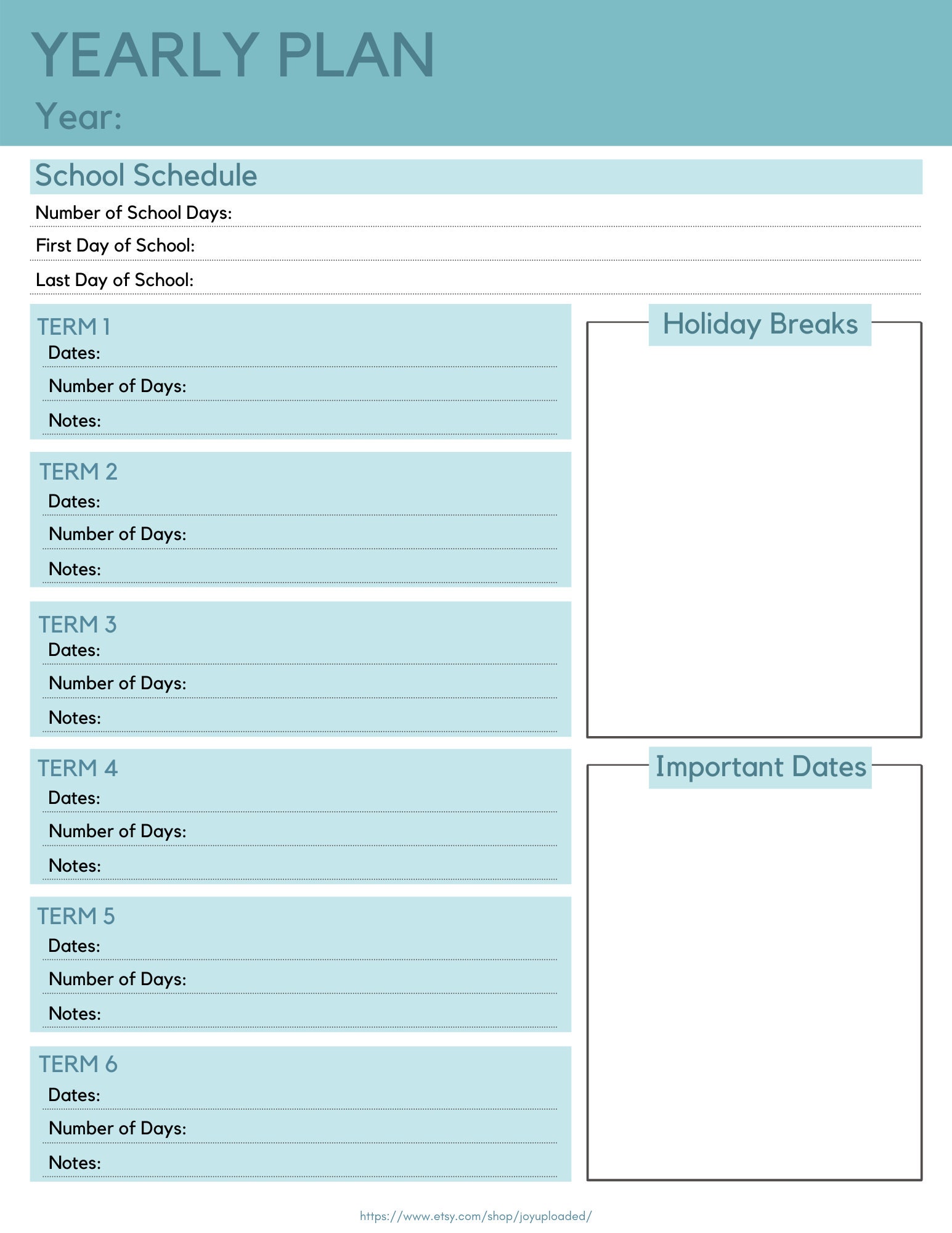 Printable Homeschool Planner 8.5x11 Digital Download Homeschooling ...