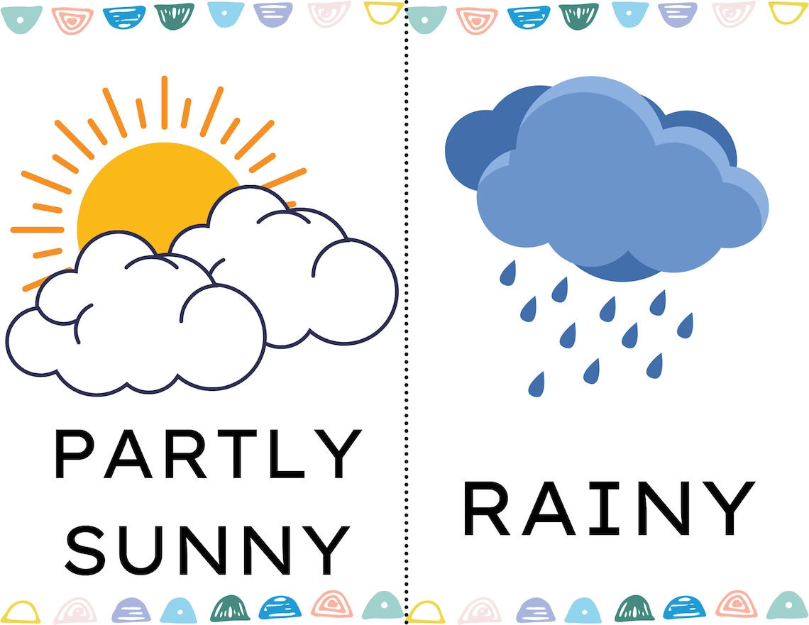 Preschool Weather Printable Flash Cards Digital Printables for Kids ...
