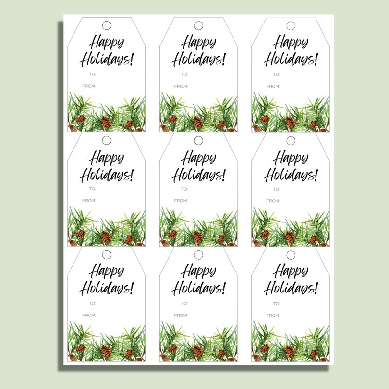 Happy Holidays Gift Tag | 8.5x11 Printable Happy Holidays Digital Gift ...