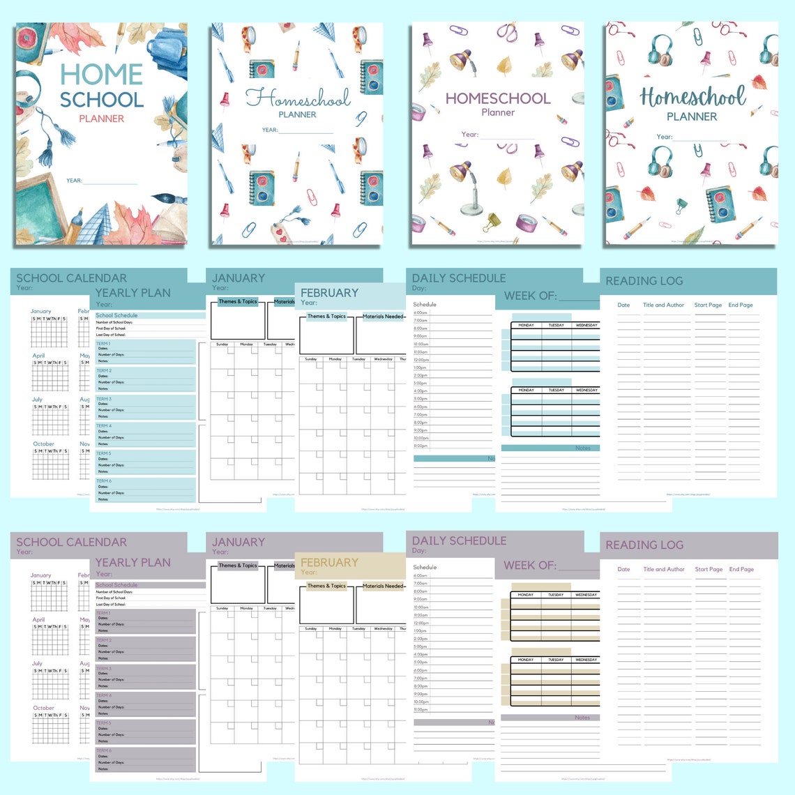Printable Homeschool Planner | 8.5x11 Digital Download Homeschooling ...