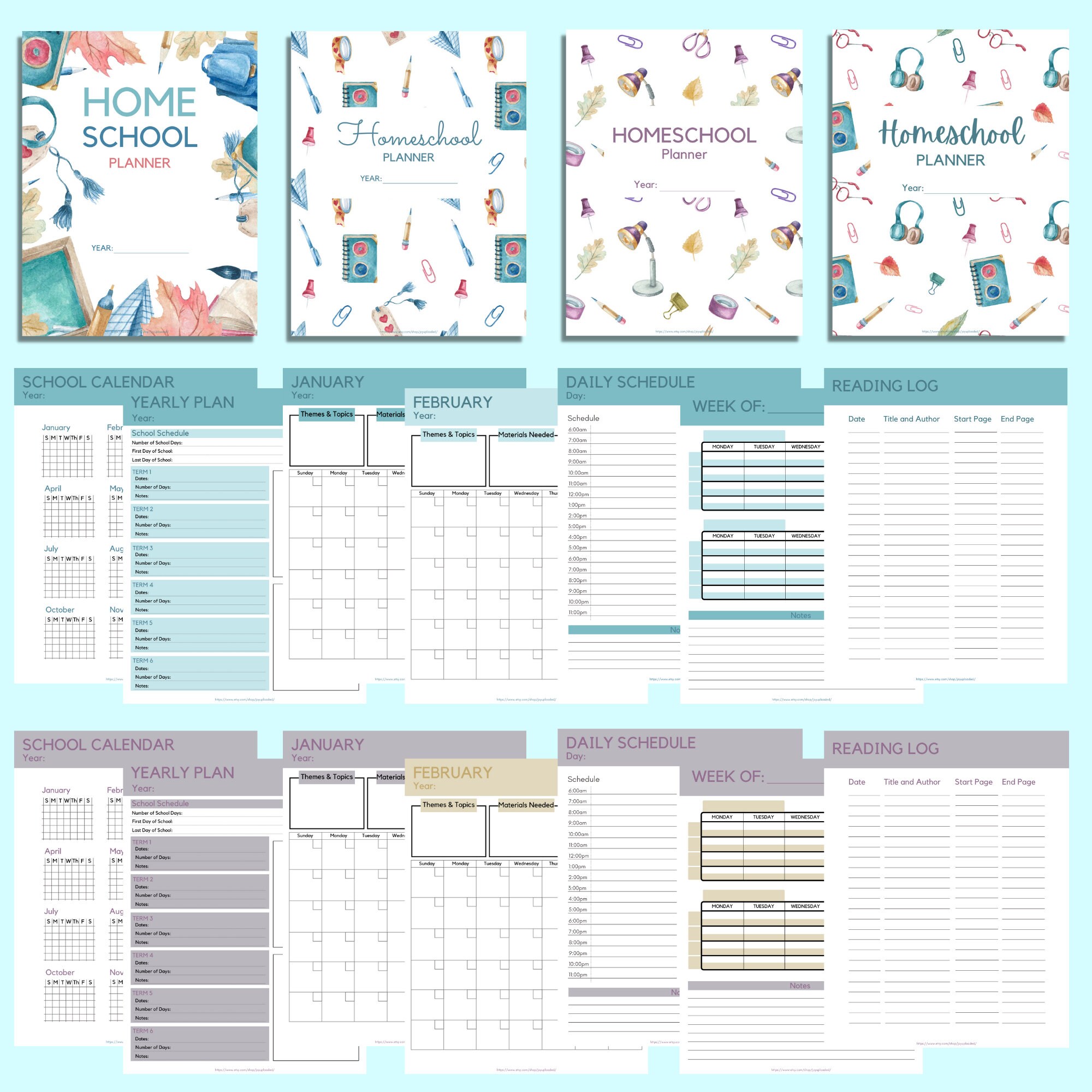 Printable Homeschool Planner | 8.5x11 Digital Download Homeschooling ...