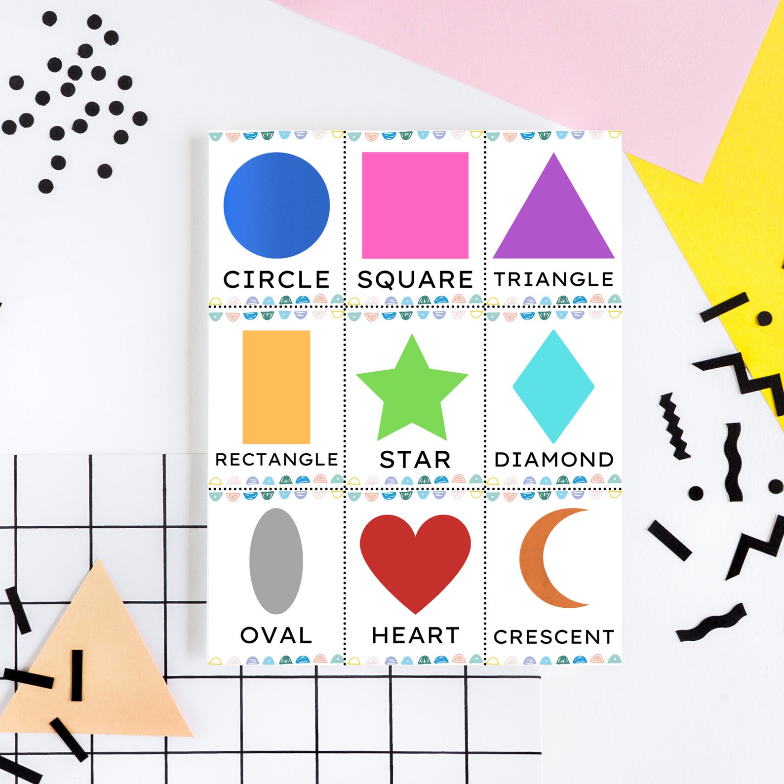 Preschool Shapes Printable Flash Cards Digital Printables for Kids ...