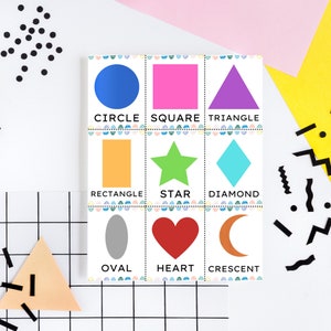 Preschool Shapes Printable Flash Cards Digital Printables for Kids ...