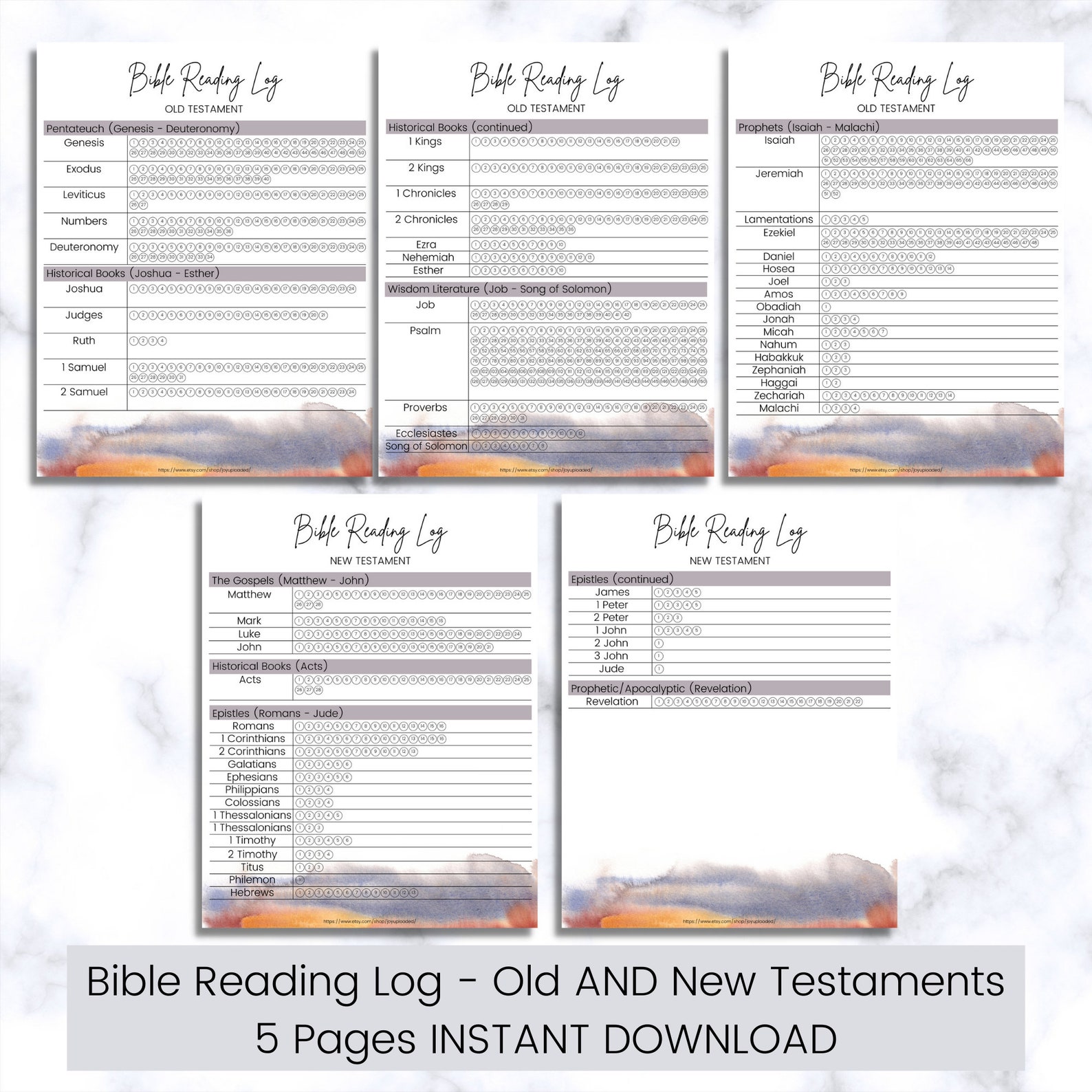 Bible Reading Log Printable 8.5x11 Printable Bible Reading Tracker - Etsy