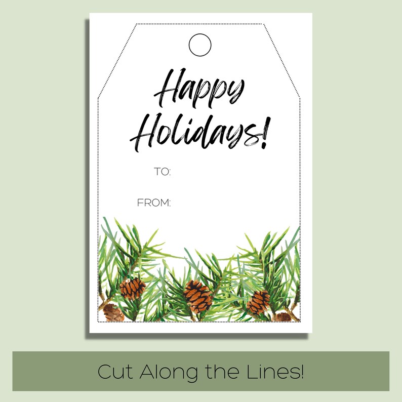 Happy Holidays Gift Tag | 8.5x11 Printable Happy Holidays Digital Gift ...