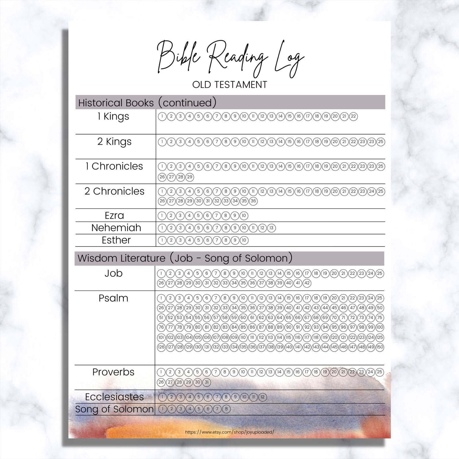 Bible Reading Log Printable 8.5x11 Printable Bible Reading Tracker - Etsy