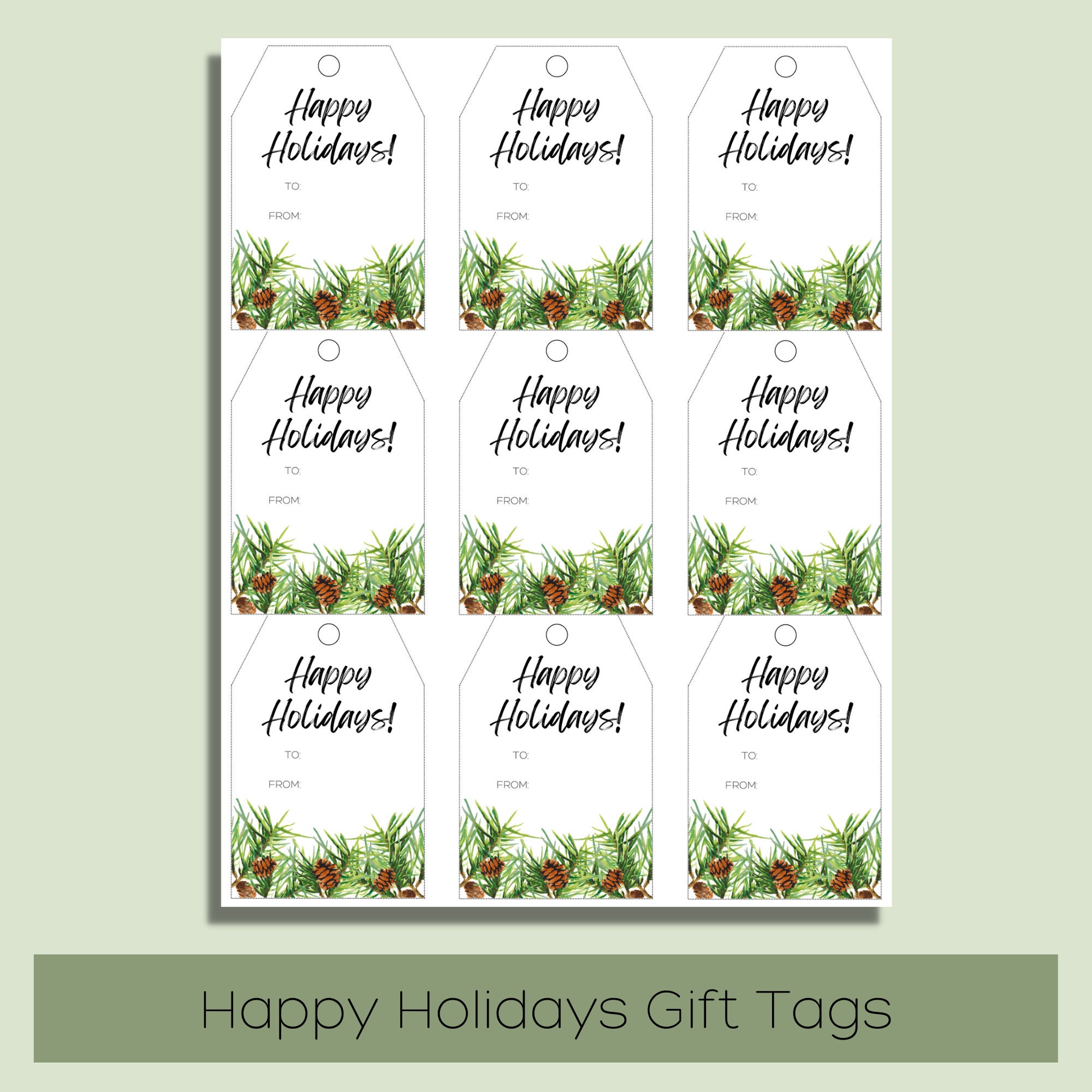 Happy Holidays Gift Tag 8.5x11 Printable Happy Holidays - Etsy