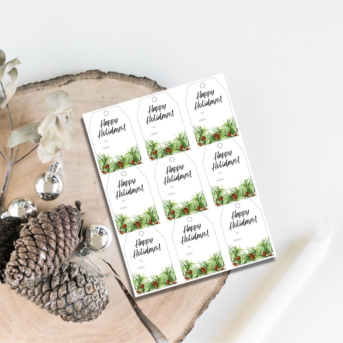 Happy Holidays Gift Tag 8.5x11 Printable Happy Holidays - Etsy