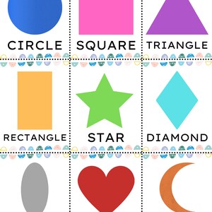 Preschool Shapes Printable Flash Cards Digital Printables for Kids ...