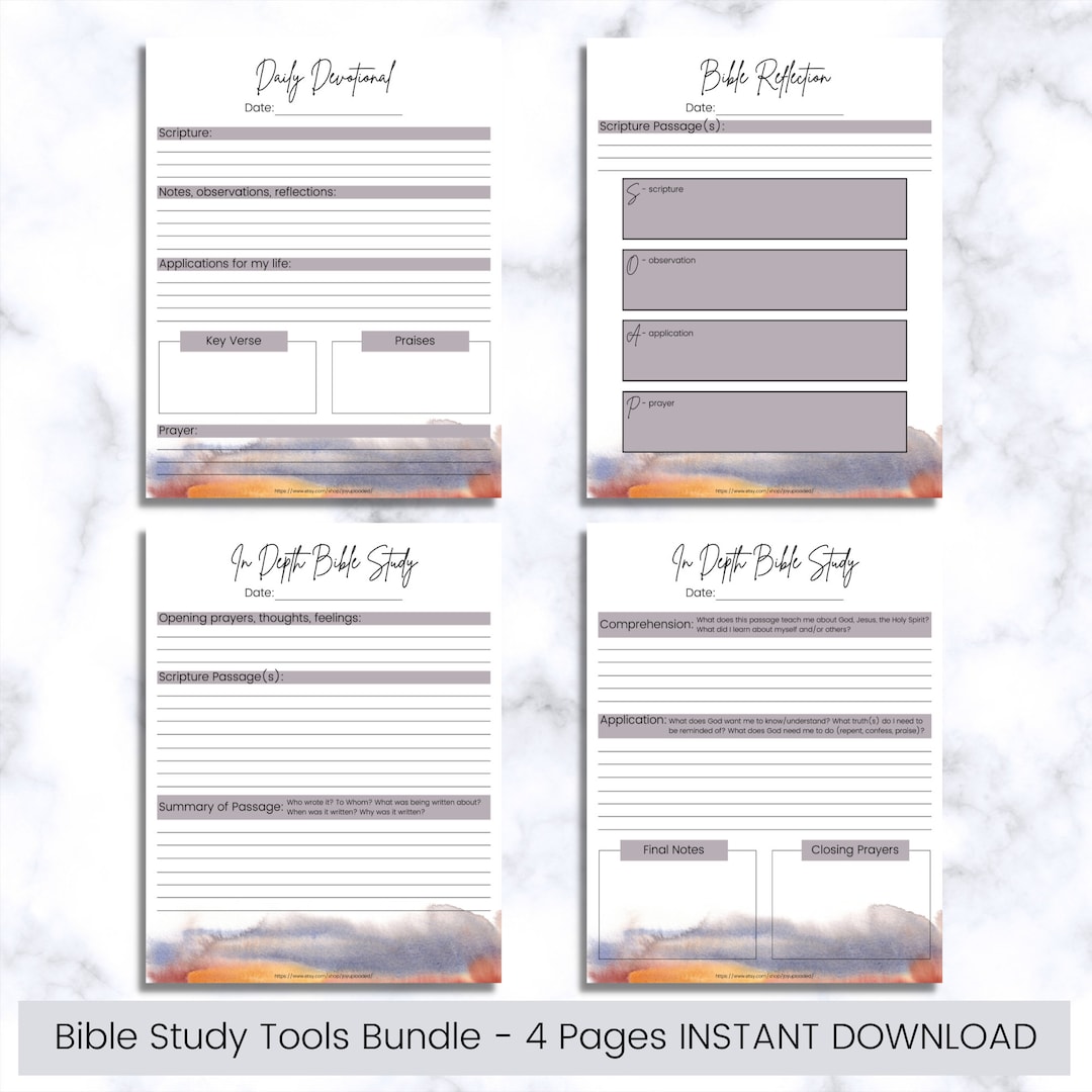 Bible Study Printable Bundle | 8.5x11 Digital Bible Study Tools ...