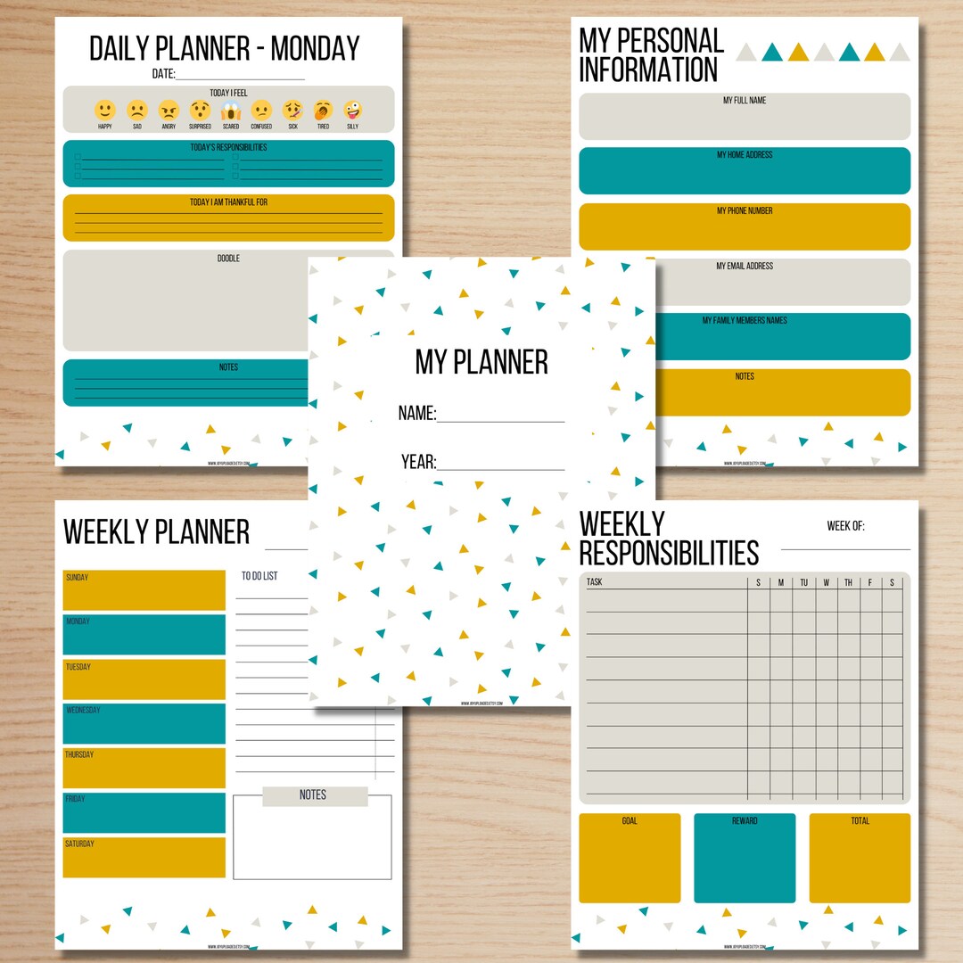 Kids Printable Planner Bundle: Daily School & Life Organizer (PDF) - Etsy