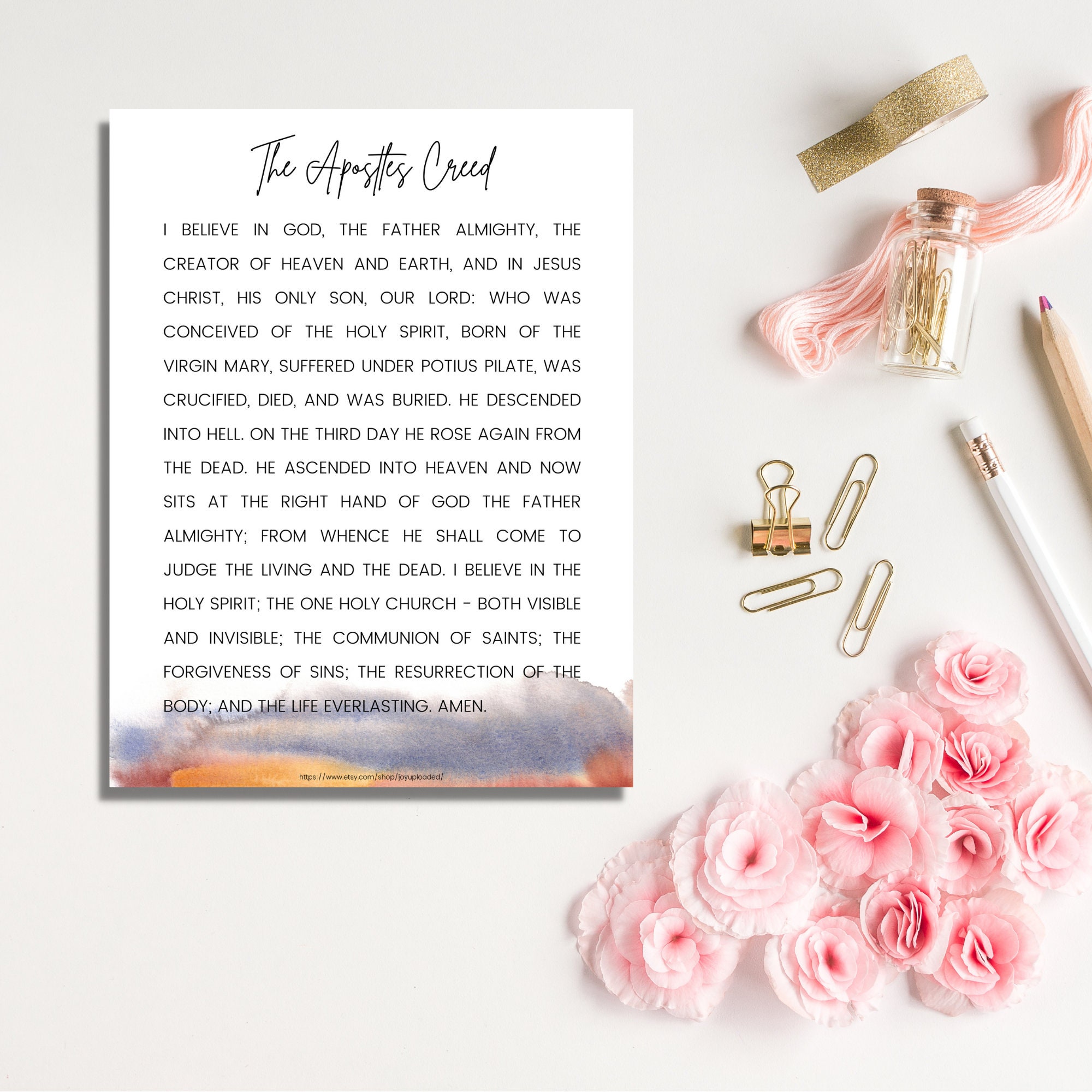 Apostles Creed Printable | 8.5x11 Digital Bible Printable - Etsy