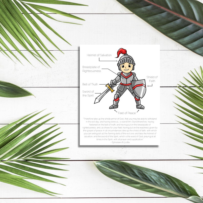 Armor of God Kids Printable | Ephesians 6 | 8x10 Digital Download - Etsy