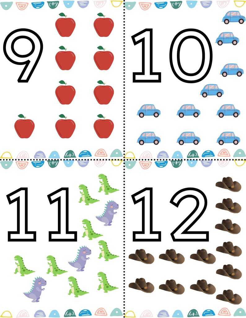 Preschool Numbers 1-20 Printable Flash Cards Digital Printables for ...