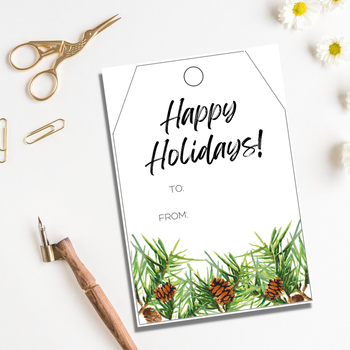 Happy Holidays Gift Tag 8.5x11 Printable Happy Holidays - Etsy