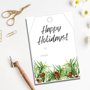Happy Holidays Gift Tag | 8.5x11 Printable Happy Holidays Digital Gift ...