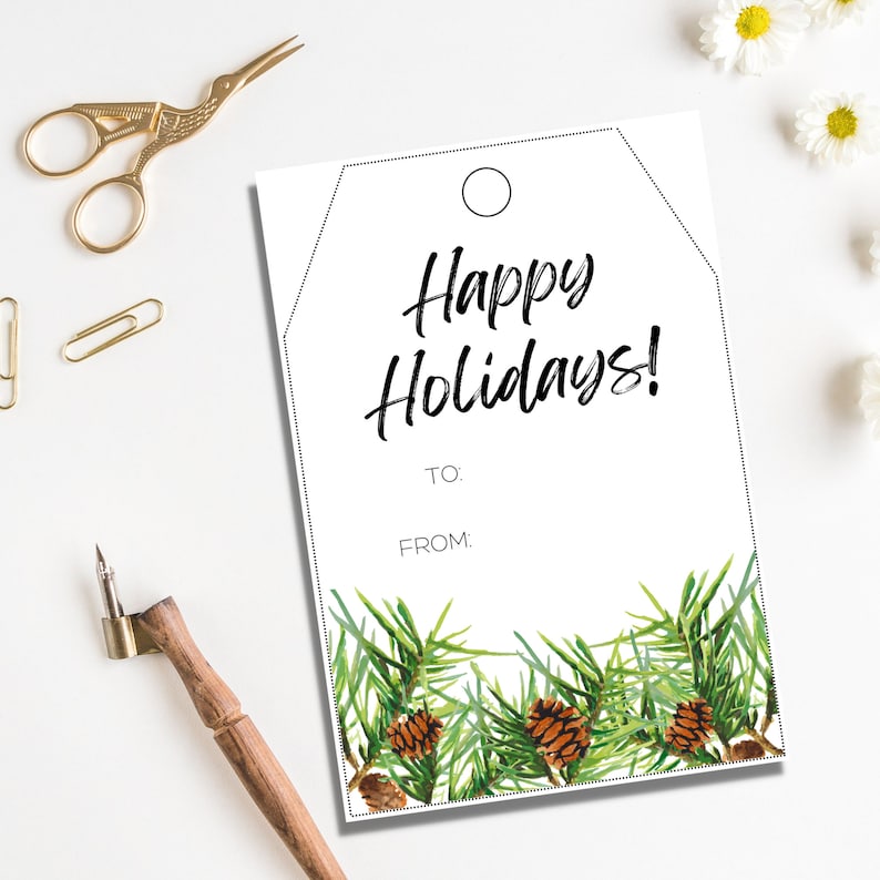 Happy Holidays Gift Tag 8.5x11 Printable Happy Holidays - Etsy