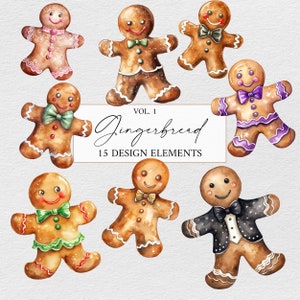 Gingerbread Clipart, Christmas Clipart, Gingerbread Man PNG, Winter ...
