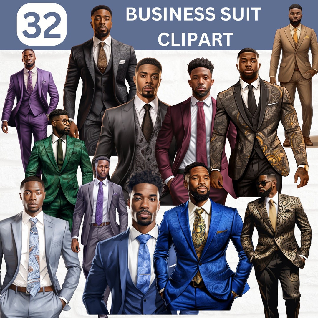 Black Man Clipart, African American Suit Clipart Bundle, Business ...
