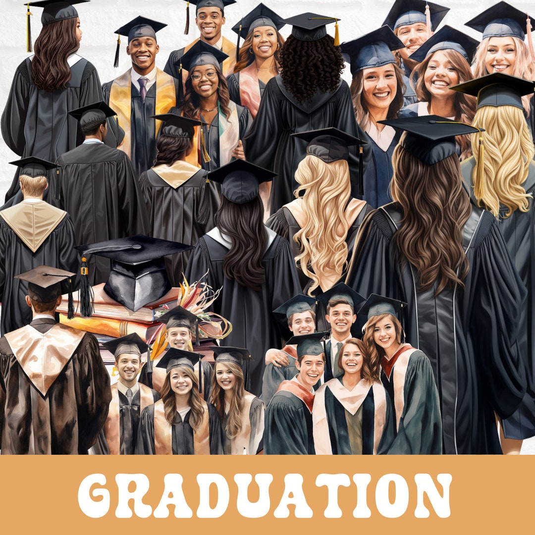Graduation Clipart, Watercolor Graduation Clipart, University Grad ...