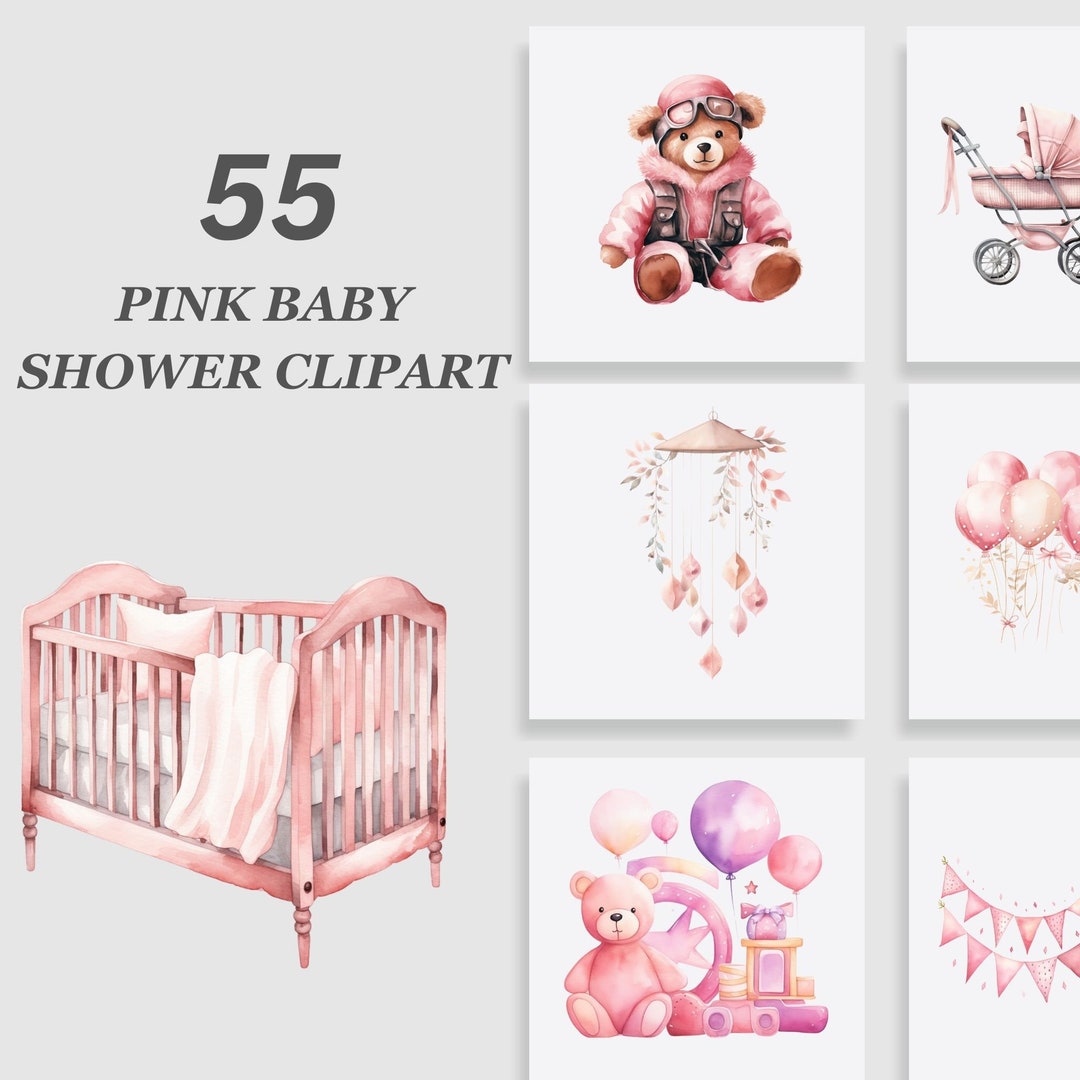 Pink Nursery Decor PNG Bundle, Pink Teddy Bear Clipart Bundle, Pink ...