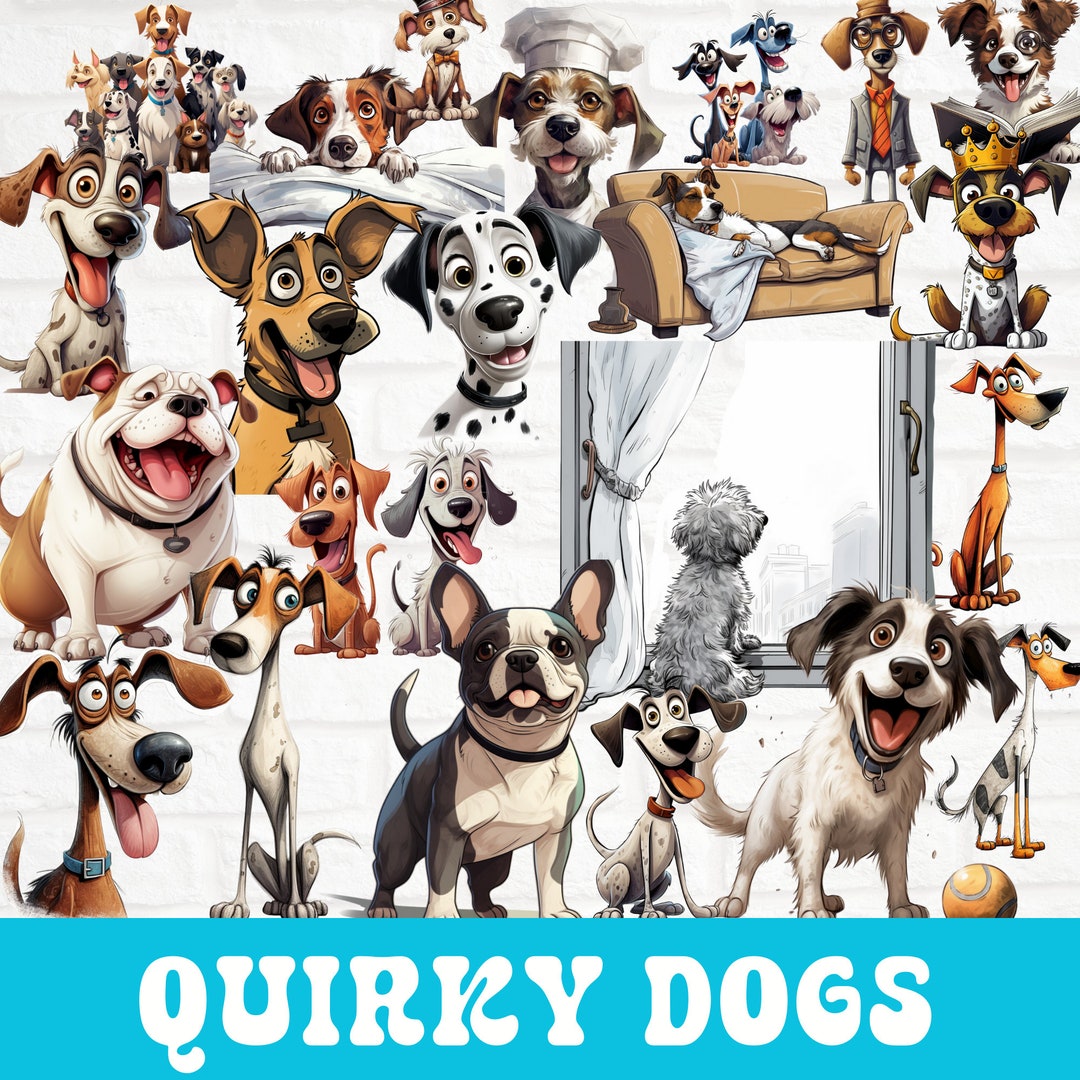 Cute and Funny Dog PNG Clipart Bundle, Quirky Dog Clipart, Quirky Puppy ...