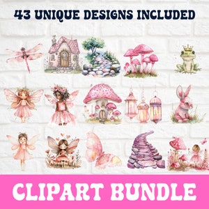 Watercolor Fairy Garden Clipart Bundle, Pink Fairy PNG, Fairy Tale ...