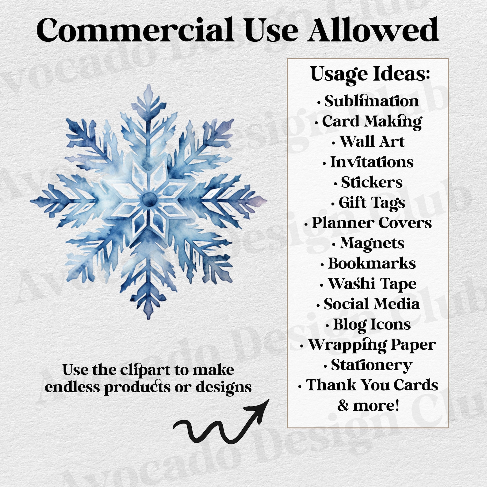 Snowflake Clipart Bundle, Watercolor Snowflake Clipart, Holiday Clipart ...