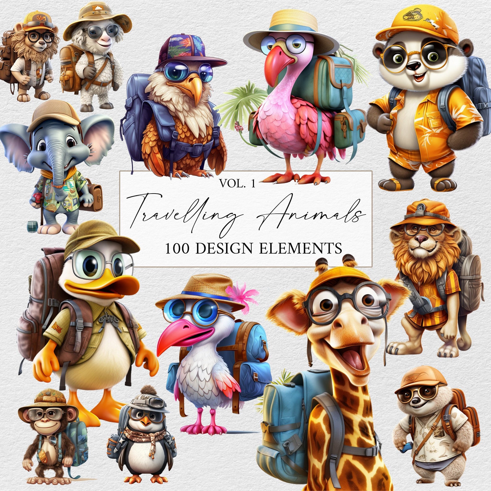 Cute Animal Clipart Bundle, Back to School Clipart, Adventure Animal ...