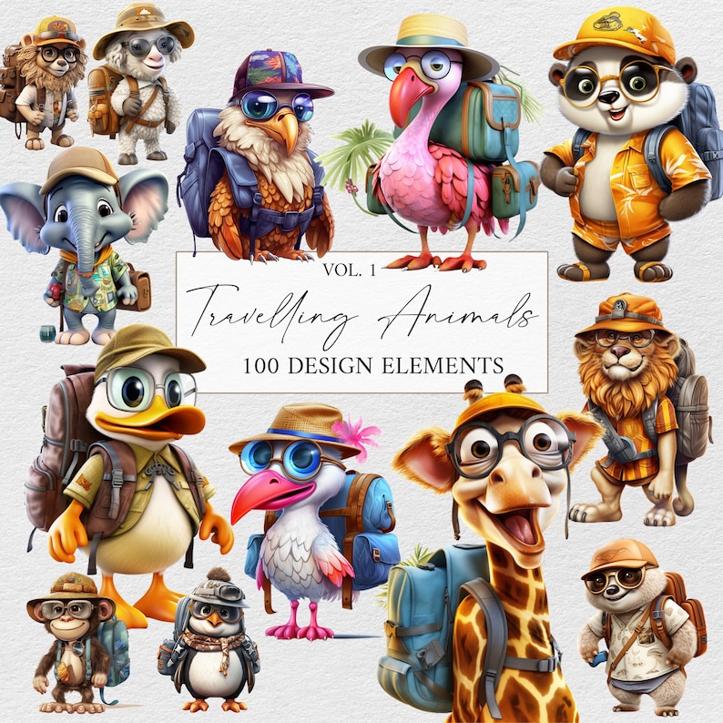 Cute Animal Clipart Bundle Back to School Clipart Adventure - Etsy