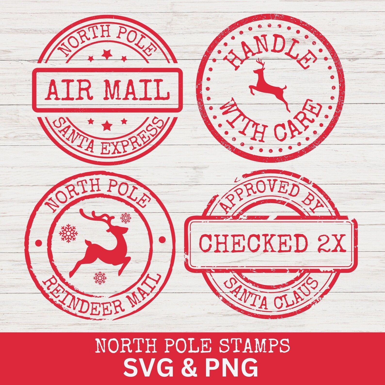 North Pole Svg Bundle, Santa Mail Stamp SVG Bundle Christmas Stamp Svg ...