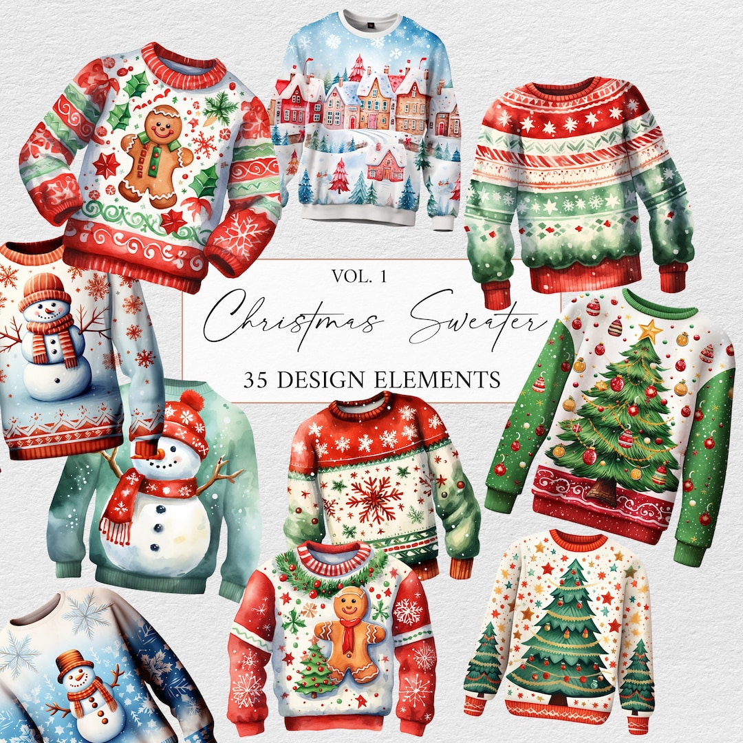 Christmas Sweater Clipart, Ugly Christmas Sweater PNG, Christmas ...