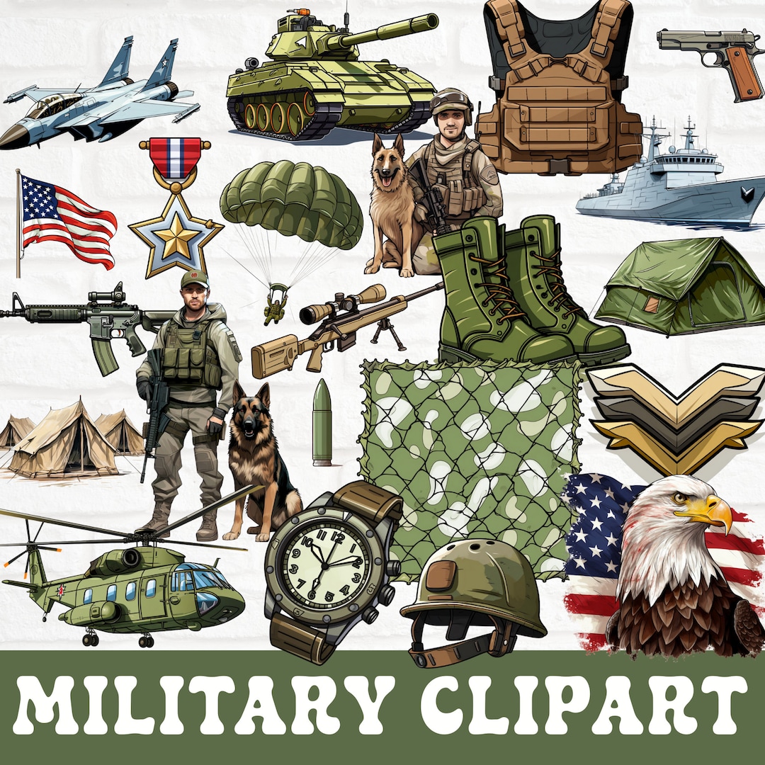Military Clipart Bundle, Army PNG, Navy PNG, Armed Forces, Airforce ...