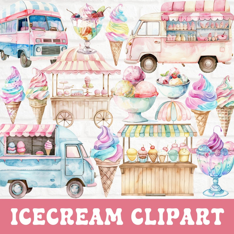 Ice Cream Clipart - Etsy