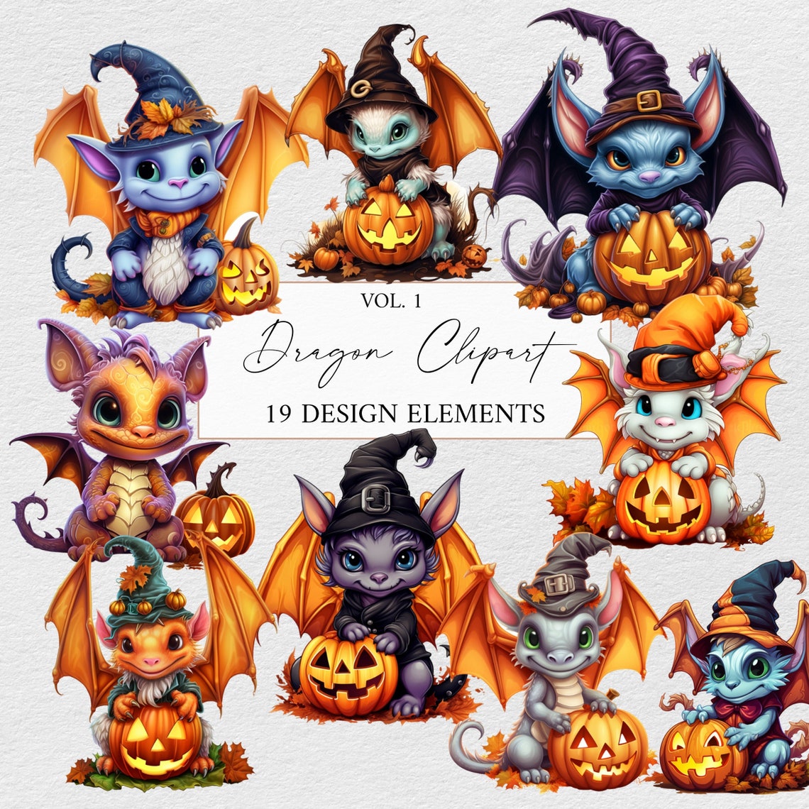 Baby Dragon Clipart Halloween Dragon Clipart Watercolor - Etsy