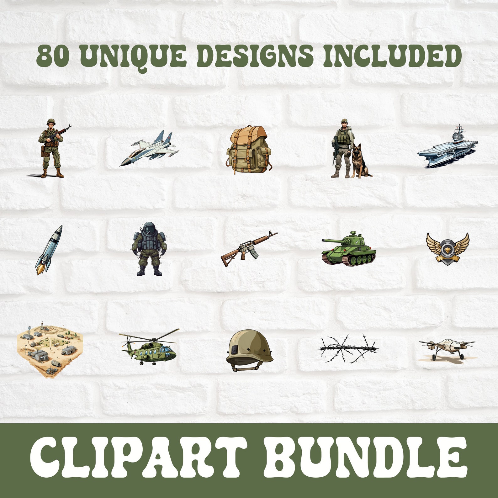 Military Clipart Bundle, Army PNG, Navy PNG, Armed Forces, Airforce ...