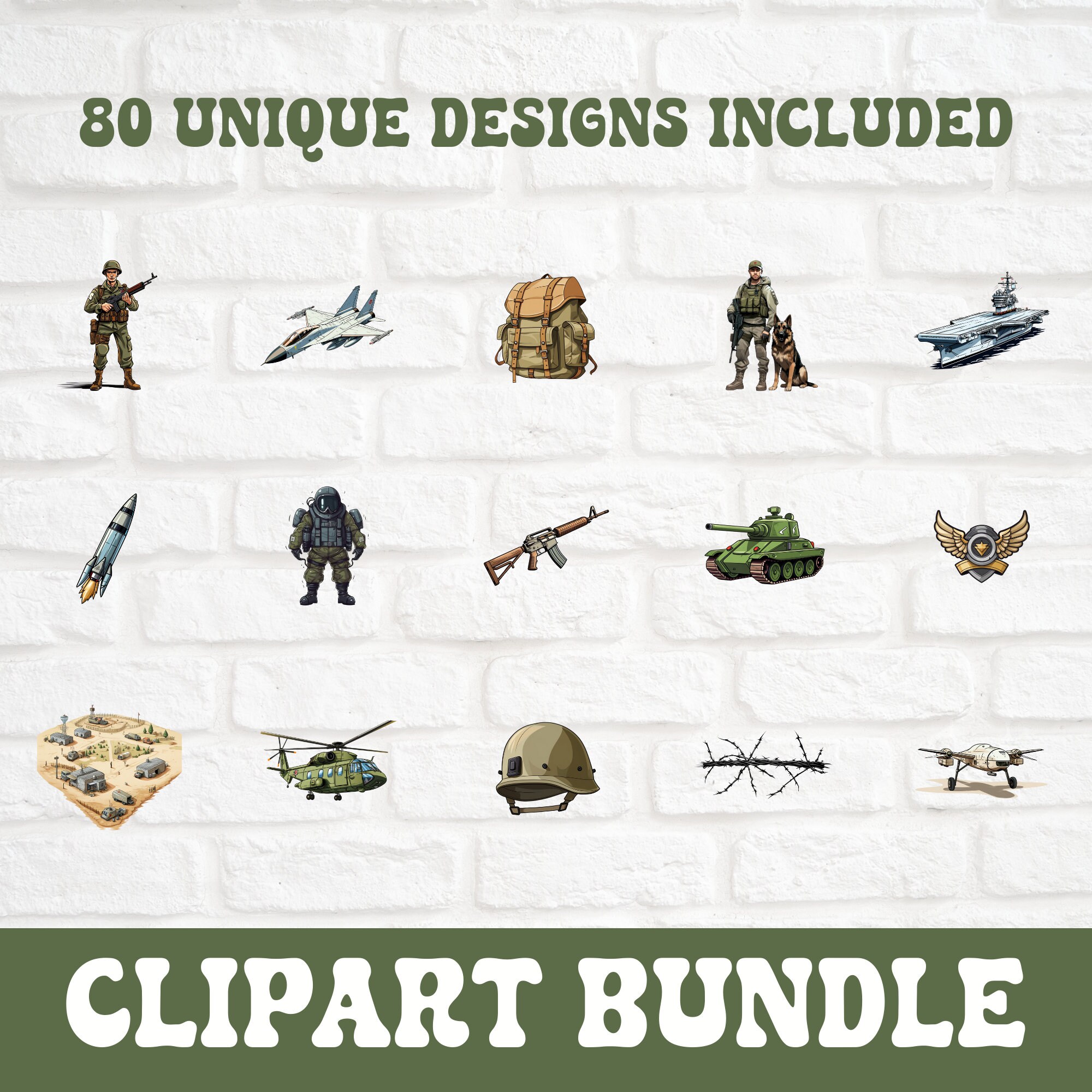 Military Clipart Bundle, Army PNG, Navy PNG, Armed Forces, Airforce ...