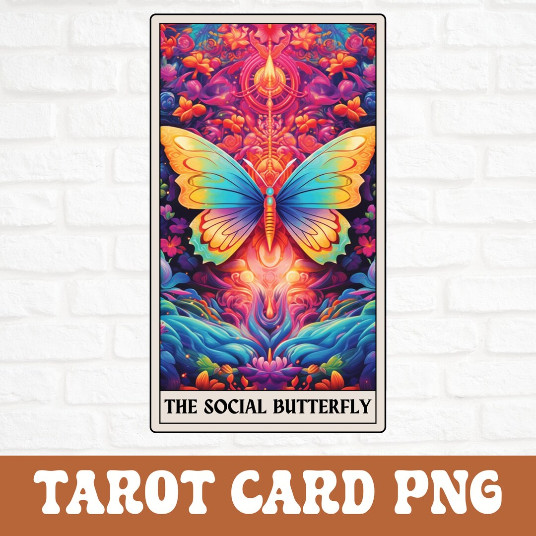 The Social Butterfly Tarot Card, Funny Tarot Card PNG, Extrovert Tarot ...