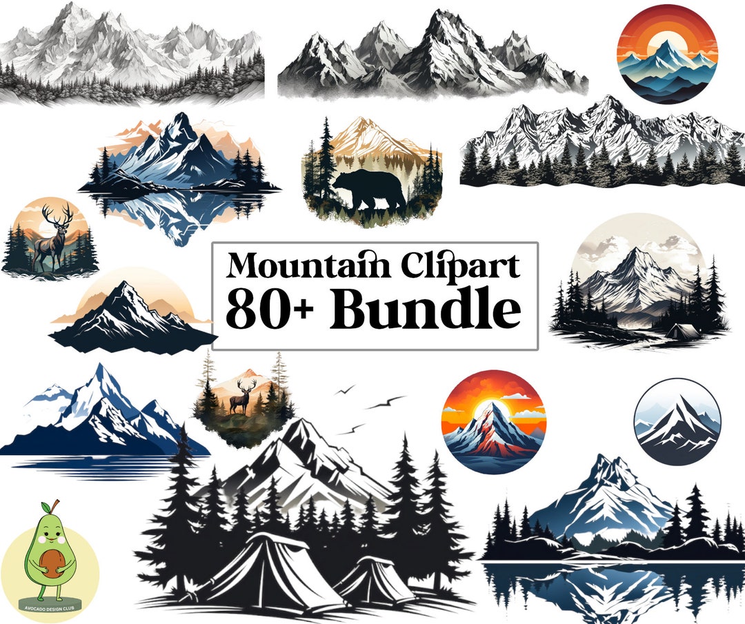 Mountain Landscape Clipart, Mountain Camping Clipart, Nature Clipart ...