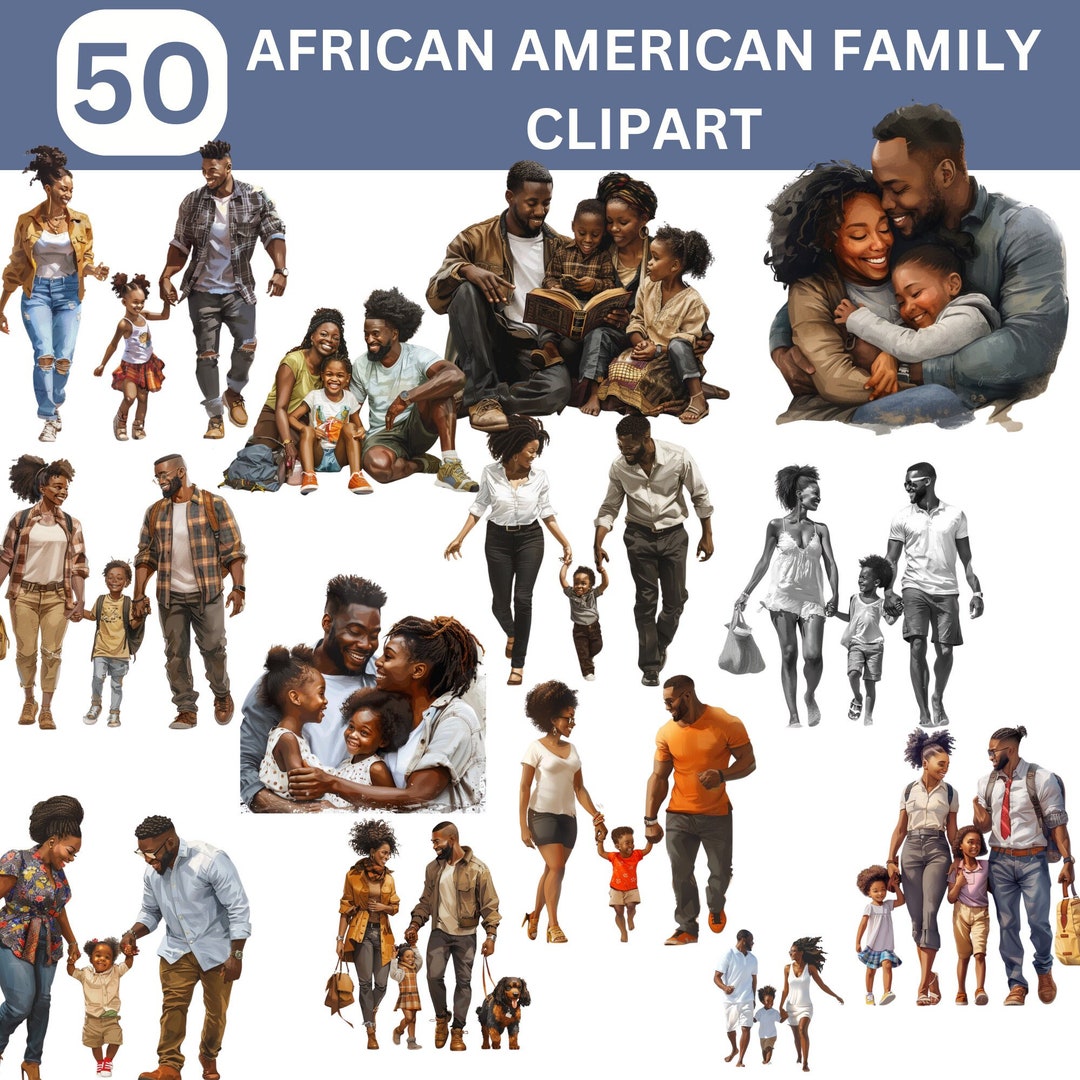 African American Family Clipart Bundle, Loving Family Clipart, Mothers ...