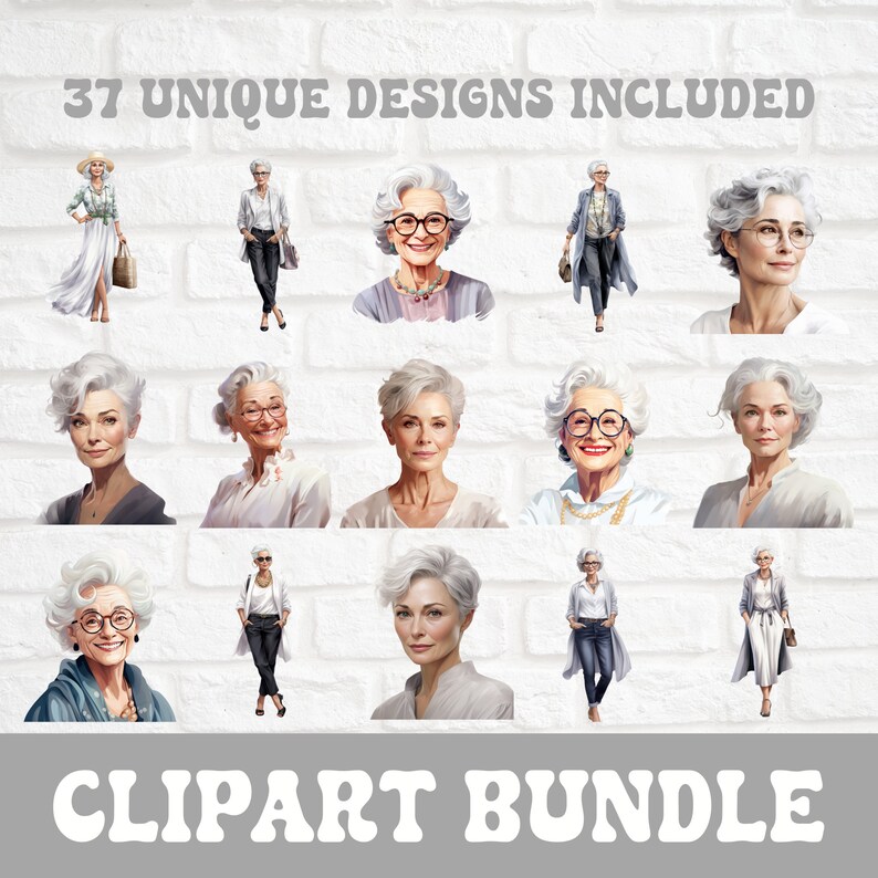 Old Lady PNG, Old Woman Clipart Bundle, Business Casual Woman Clipart ...
