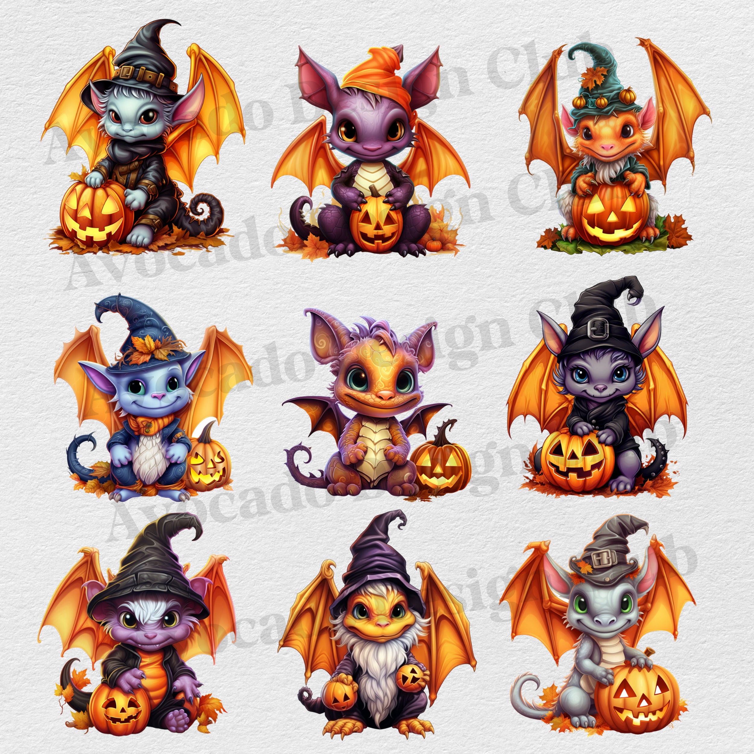 Baby Dragon Clipart, Halloween Dragon Clipart, Watercolor Dragon ...