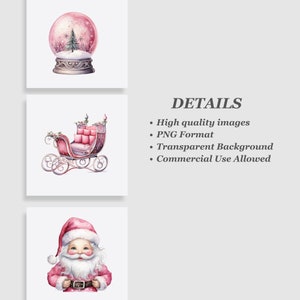 Pink Christmas Clipart Bundle, Watercolor Pink Christmas Clipart ...